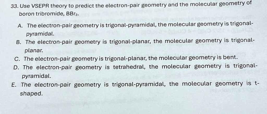 33 use vsepr theory to predict the electron pair geometry and the ...