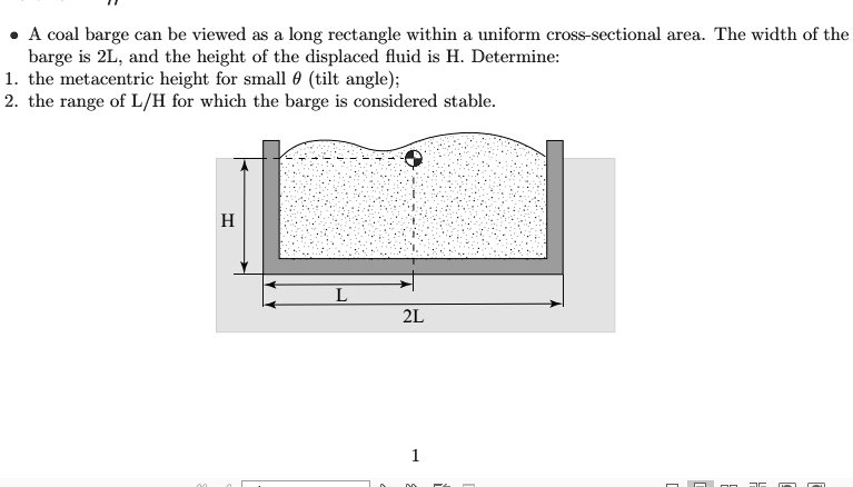 SOLVED: A coal barge can be viewed as a long rectangle within a uniform ...