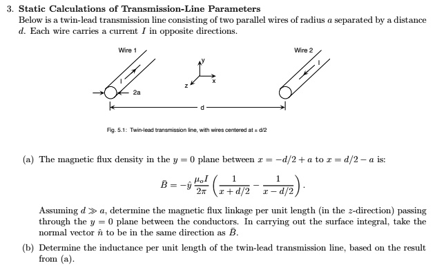 SOLVED: Below is a twin-lead transmission line consisting of two parallel wires of radius a ...