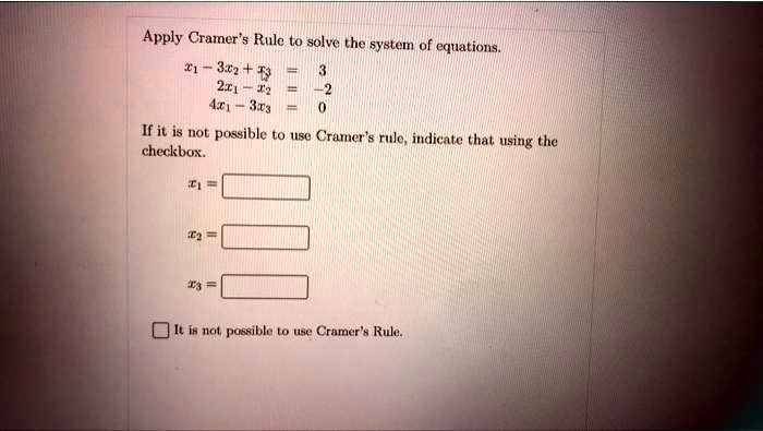 VIDEO solution: Apply Cramer's Rule to solve the system of equations ...