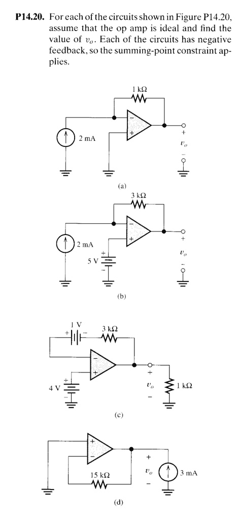 P14.20. For each of the circuits shown in Figure P14.20, assume that ...