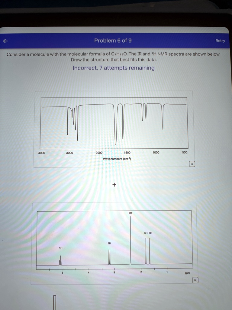 consider a molecule with the molecular formula of c7h12o the ir and nmr ...