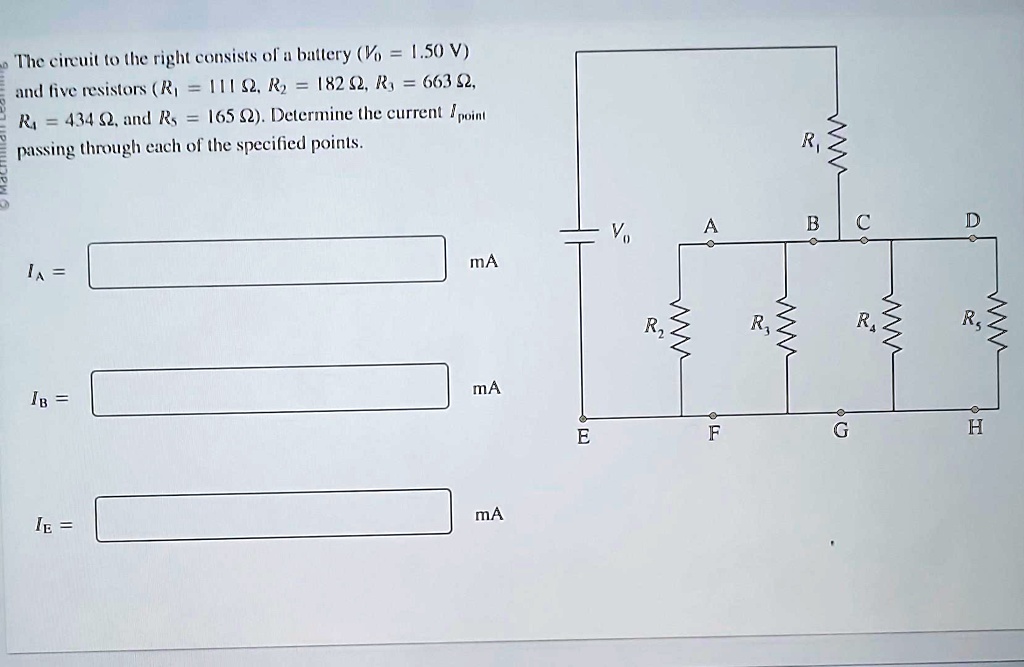 SOLVED: The circuit to the right consists of a battery Vo = 1.50 V and ...