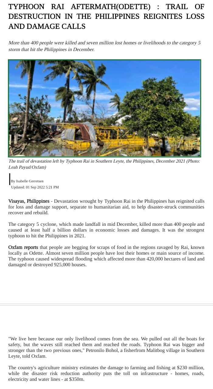 TYPHOON RAI AFTERMATH(ODETTE) : TRAIL OF DESTRUCTION IN THE PHILIPPINES ...