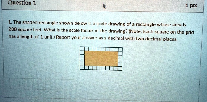 SOLVED: Question 1 1 pts 1. The shaded rectangle shown below is a scale ...