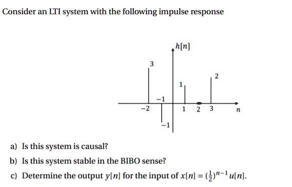 SOLVED: Thanks in advance. Consider an LTI system with the following impulse response h[n] 3 3 a ...