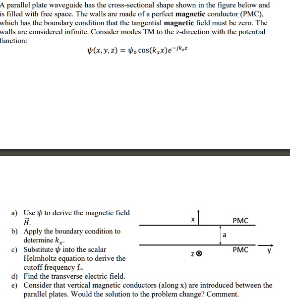 a parallel plate waveguide has the cross sectional shape shown in the figure below and is filled ...