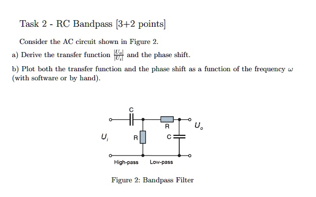 SOLVED: Task 2 - RC Bandpass [3+2 points] Consider the AC circuit shown ...