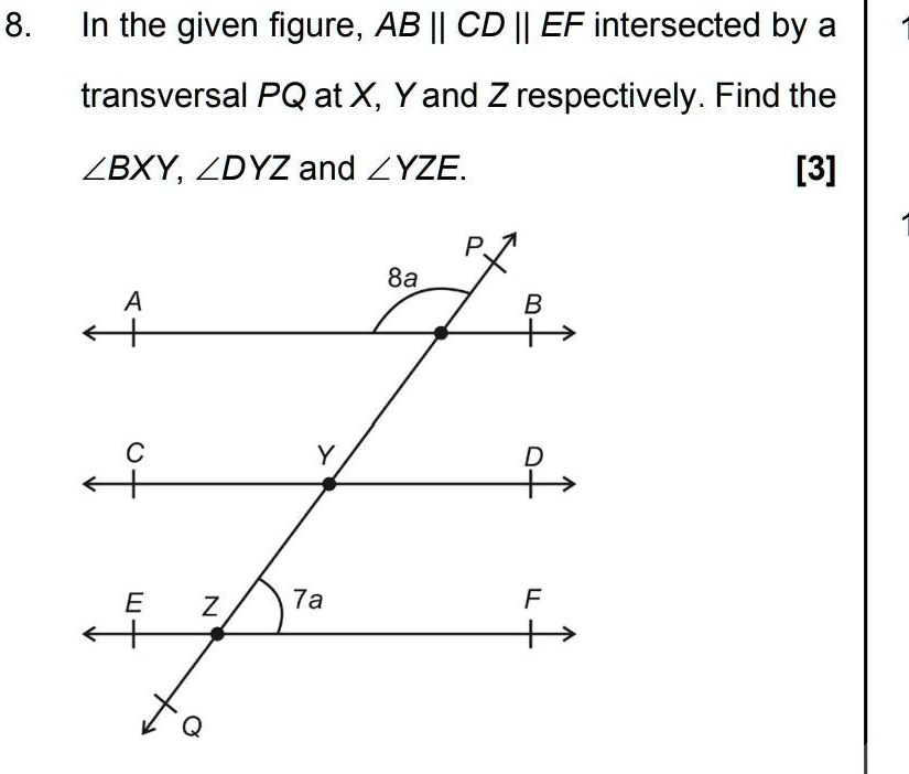 Solved In The Given Figure Ab Cd Ef Intersected By A