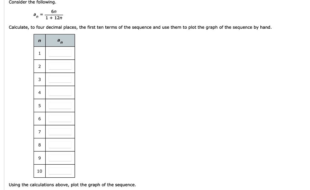 SOLVED: Calculate, to four decimal places, the first ten terms of the ...