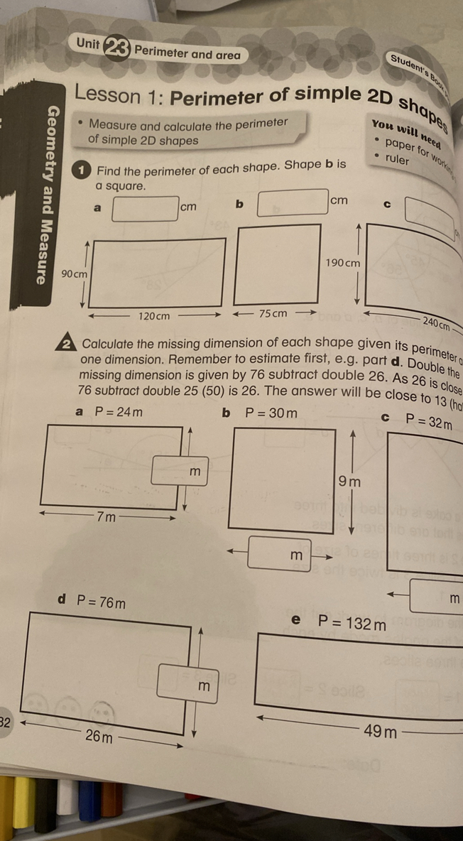 Unit 23 Perimeter and area Lesson 1: Perimeter of simple 2D - Measure ...