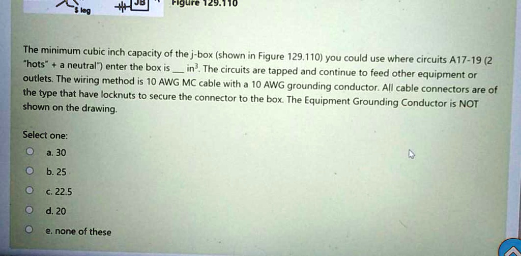 jb rigure 1291i0 leg the minimum cubic inch capacity of the j box shown ...