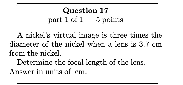 SOLVED: Question 17 part 1 of 1 5 points nickel's virtual image is ... SOLVED: Question 17 part 1 of 1 5 points nickel's virtual image is ...