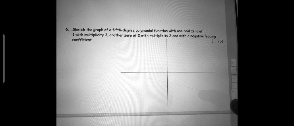 SOLVED: Sketch the graph of a fifth-degree polynomial function with one real zero of ...