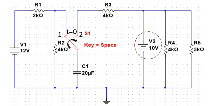 SOLVED: The switch is switched to position 2 when t=0. What is the ...