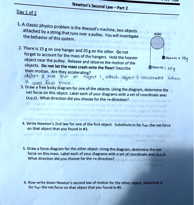 SOLVED: Newton's Second Law - Part 2 1. A classic physics problem ...