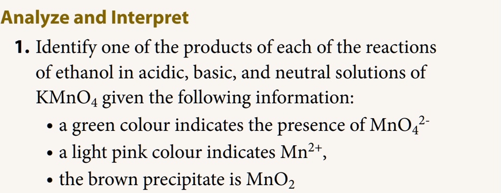 analyze and interpret 1 identify one ofthe products of each of the ...