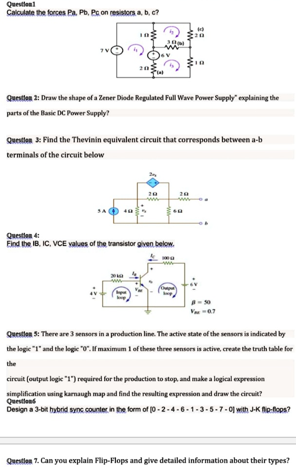 SOLVED: Electric Circuits Questions Question 1: Calculate the forces Pa, Pb, Pc on resistors ...