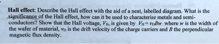 Hall effect: Describe the Hall effect with the aid of a neat, labelled ...