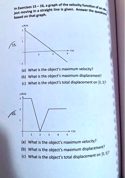 SOLVED:Exercises 15 - 16,3 graph of the velocity function = straight Iine is given. Answer the ...
