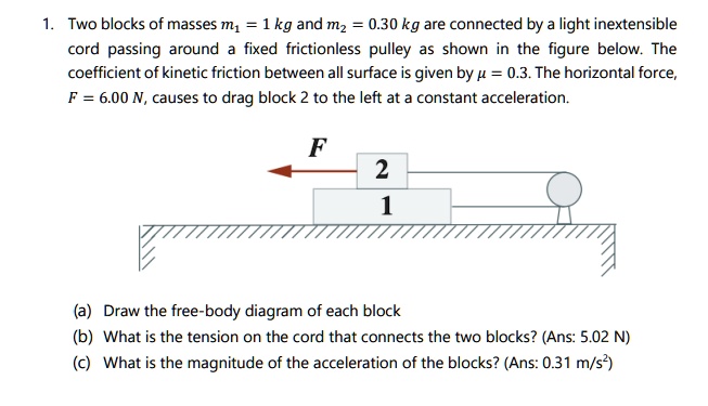 Two Blocks Of Masses M Kg And Mz 0 30 Kg Are Connected By Light
