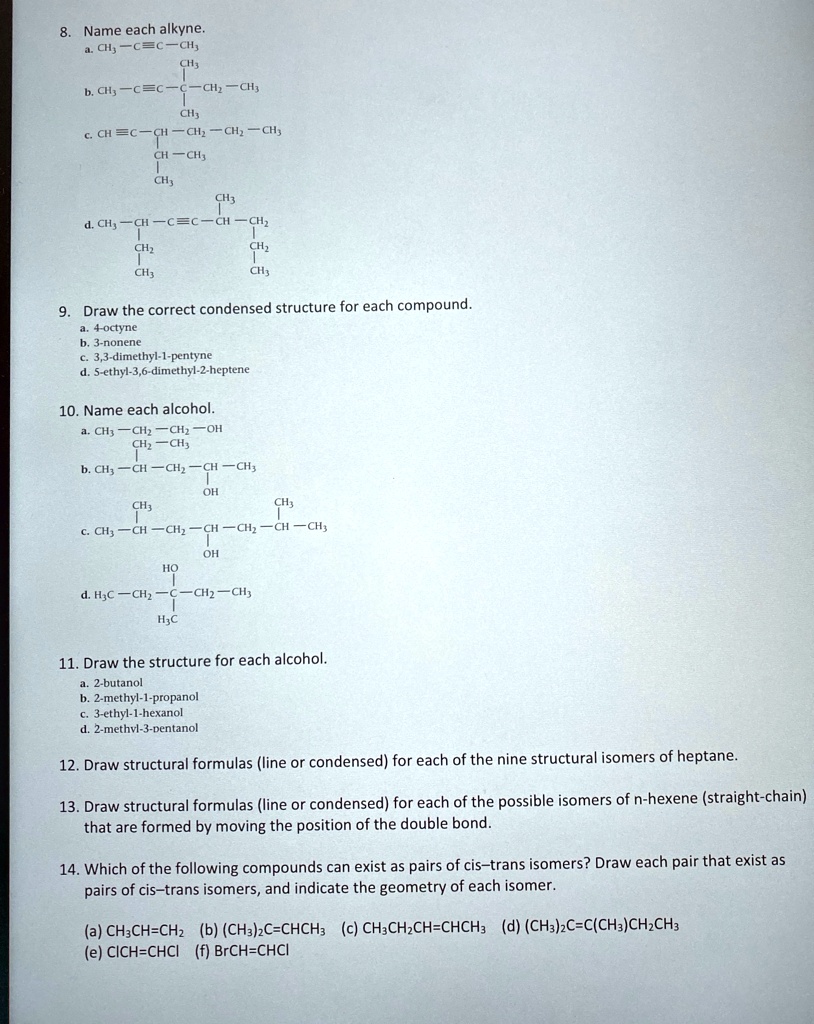 8 name each alkyne a ch3 cc ch3 ch3 ch3 b ch3 cc c ch2 2 ch3 ch3 c ch c ch ch2 ch2 ch3 ch ch3 ...