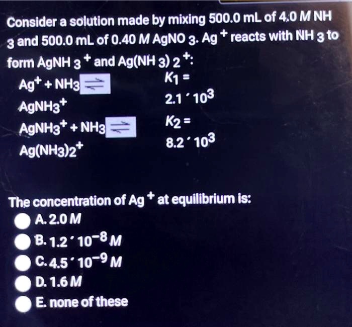consider a solution made by mixing 5000 ml of 40 mnh 3 and 5000 ml of ...