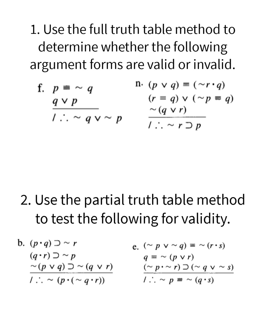 Solved Text Help Finding Truth Tables And Whether Theyre Valid Or Invalid Understanding 2035