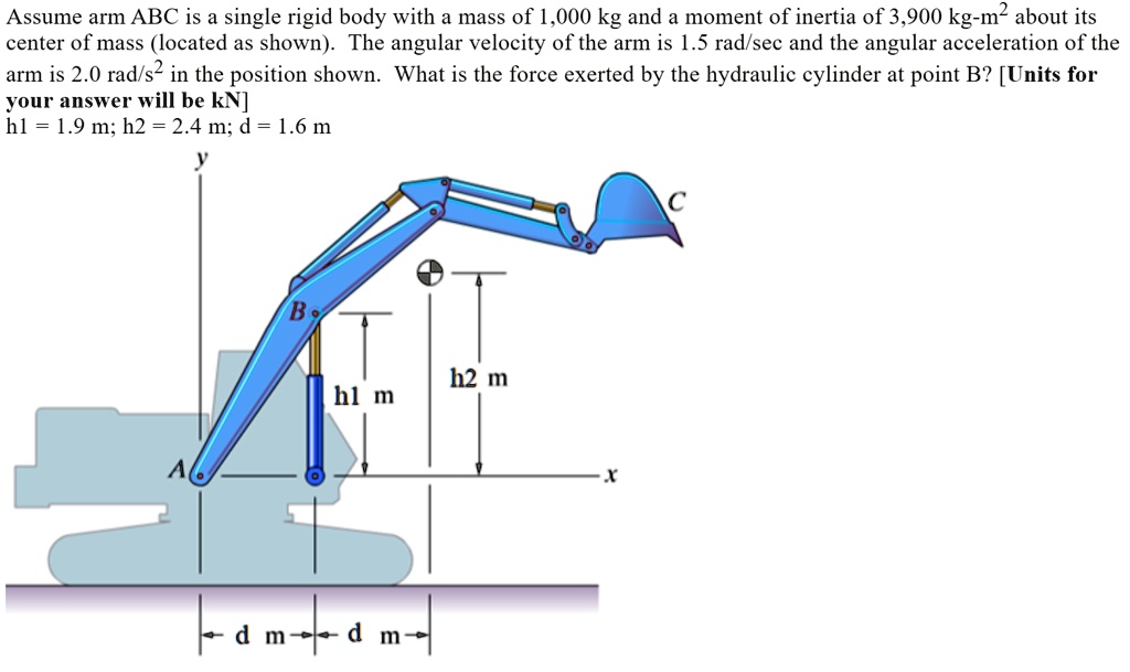 SOLVED: Assume arm ABC is a single rigid body with a mass of 1,000 kg ...
