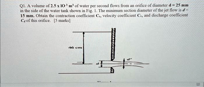 SOLVED: A volume of 2.5 x 10^3 m^3 of water per second flows from an ...