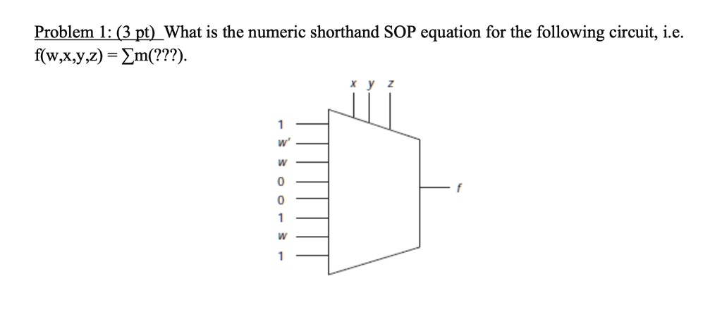 SOLVED: Problem L: (3 pt) What is the numeric shorthand SOP equation ...
