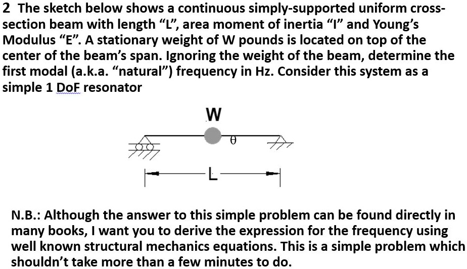SOLVED: The sketch below shows a continuous simply-supported uniform cross-section beam with ...