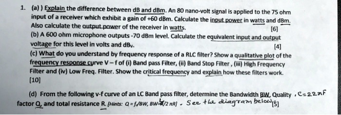 1. (a)) Explain the difference between dB and dBm. An 80 nano-volt ...