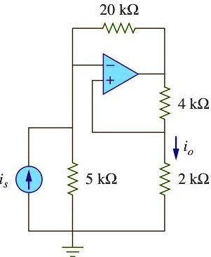 SOLVED: The op amp circuit shown below is a current amplifier. Find the current gain io /ii of ...