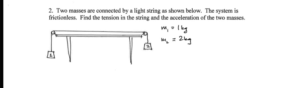 SOLVED: Two masses are connected by a light string shown below. The ...