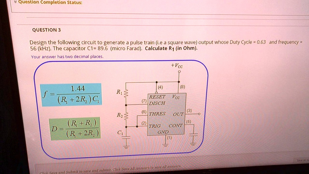 SOLVED: QUESTION 3 Design the following circuit to generate a pulse train, i.e., a square wave ...