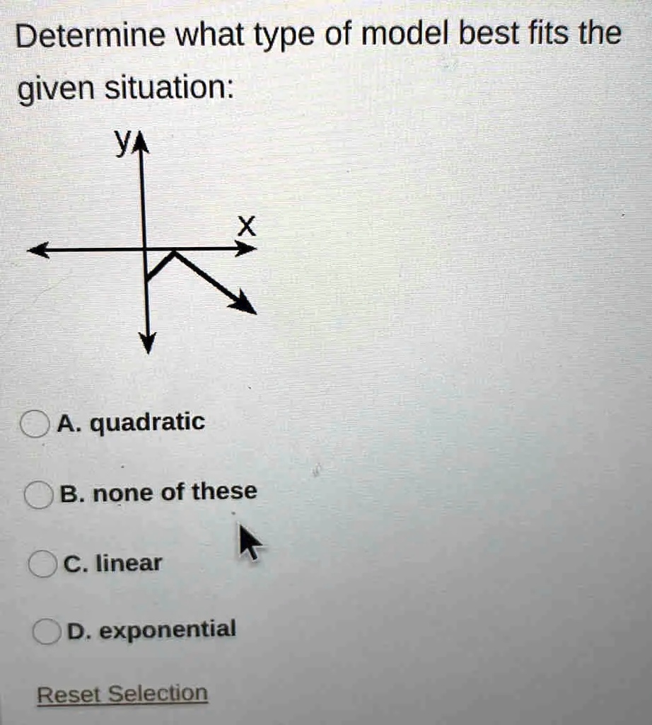 SOLVED: Determine what type of model best fits the given situation: A ...