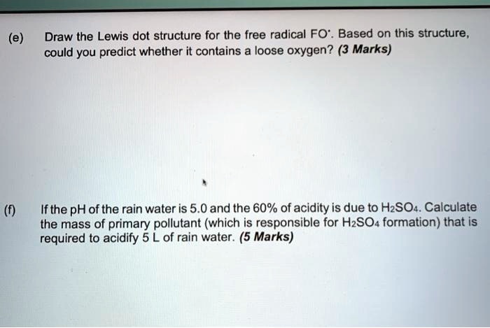 SOLVED:(e) Draw the Lewis dot structure for the free radical FO . Based ...