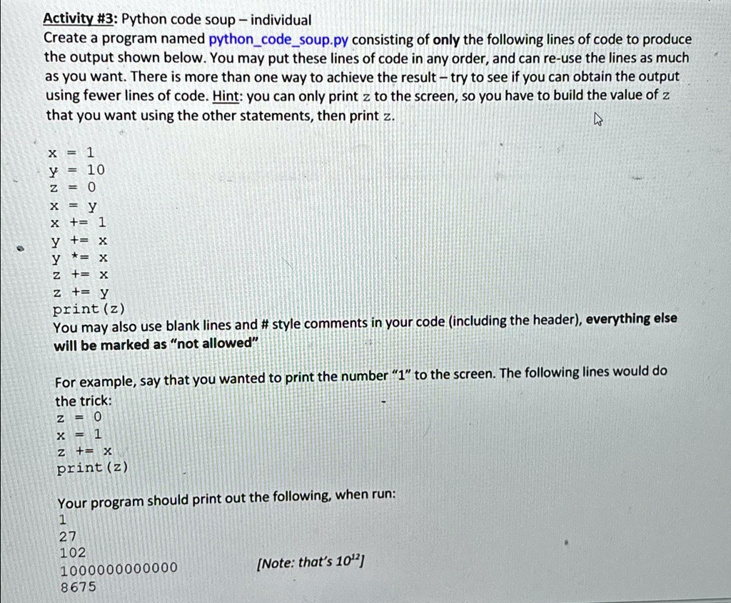 Activity 3 python code soup individual create a program...