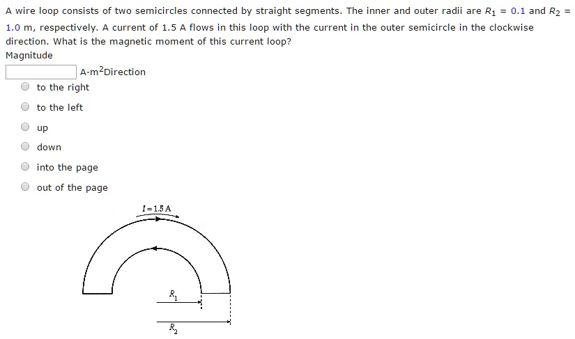 SOLVED: A wire loop consists of two semicircles connected by straight segments. The inner and ...