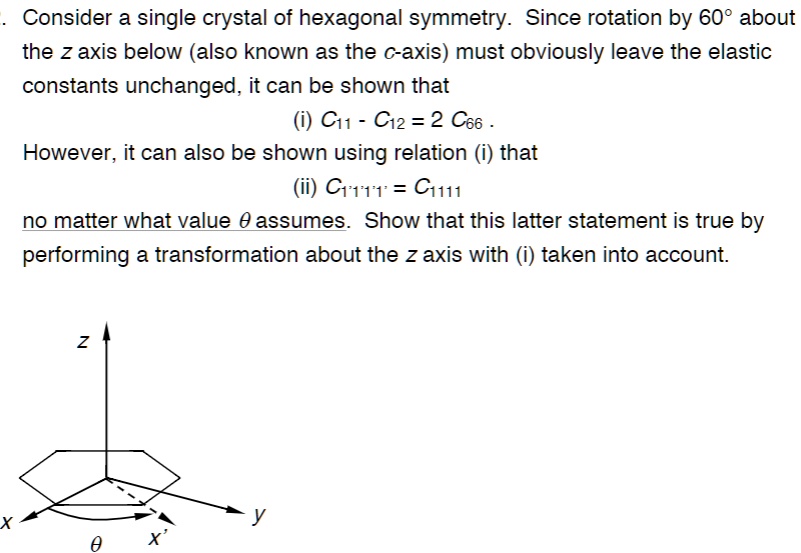consider a single crystal of hexagonal symmetry since rotation by 6o ...