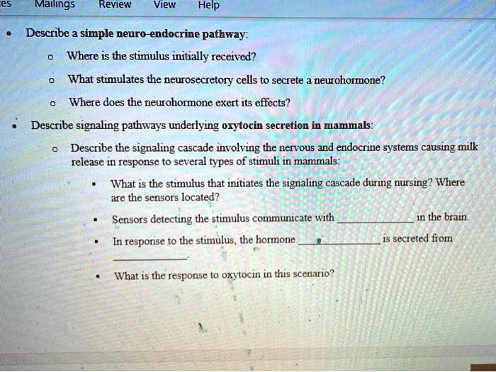mallings review view help descrbe simple neuro endocrine pathway where ...