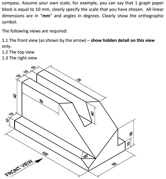 compass. Assume your own scale, for example, you can say that 1 graph paper block is equal to 10 ...