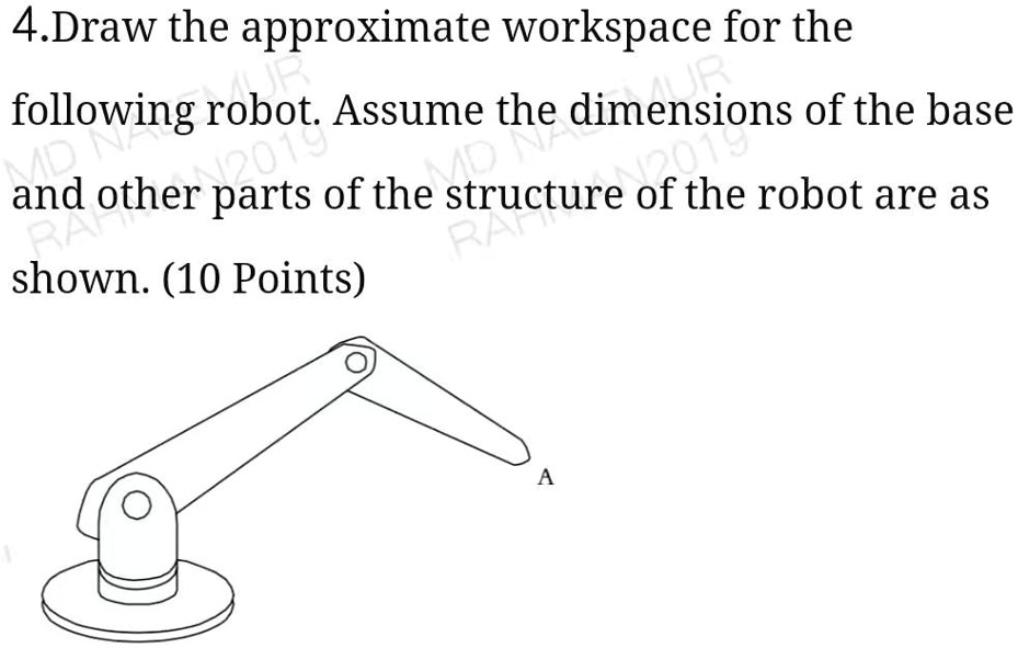 4.Draw the approximate workspace for the following robot. Assume the ...