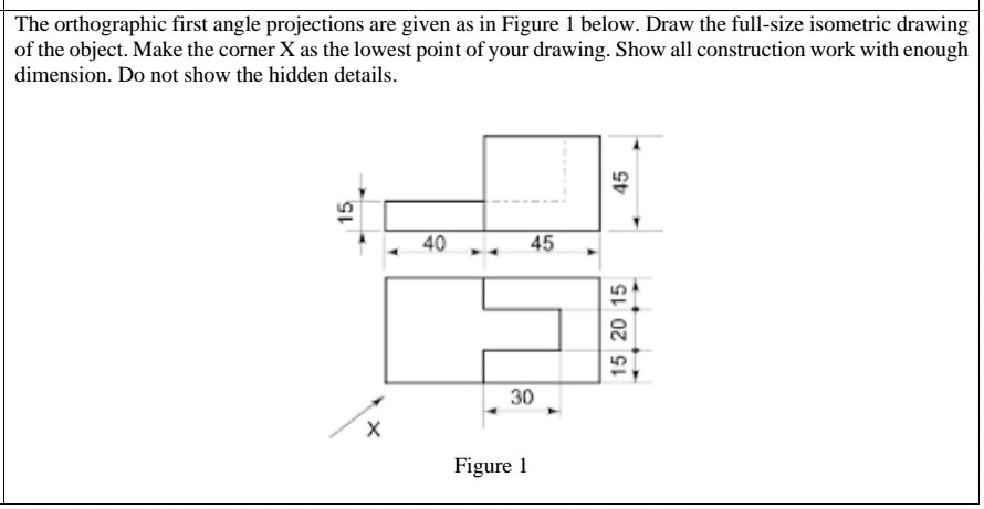 Please explain the steps of drawing also, thanks. The orthographic ...