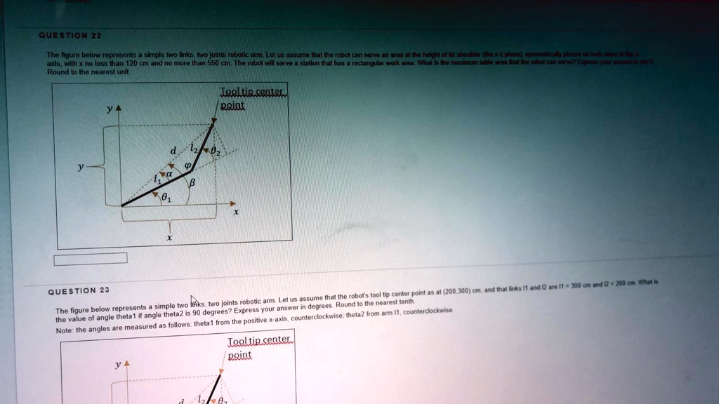 SOLVED: The figure below represents a simple two-link, two-joint robotic arm. Let us assume that ...