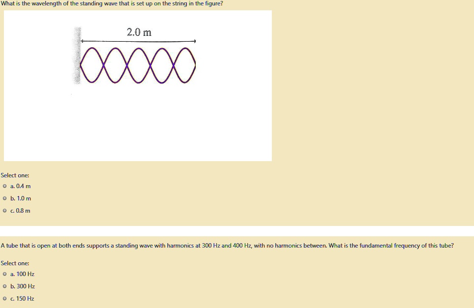 SOLVED: What is the wavelength of the standing wave that set up on the string in the figure? 2.0 ...