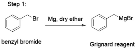 'Show complete mechanism of the following synthesis Step 1 Br Mg: dry ...