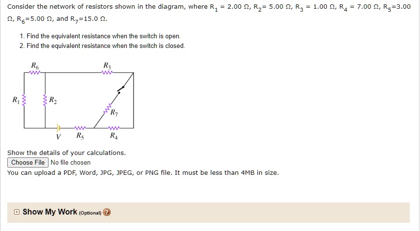 Consider the network of resistors shown in the diagram, where R1 = 2.00 ...