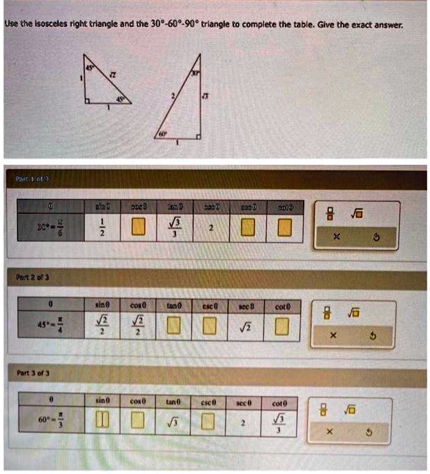 Solved Texts Due Soon Please Help With This One Use The Isosceles Right Triangle And The 30